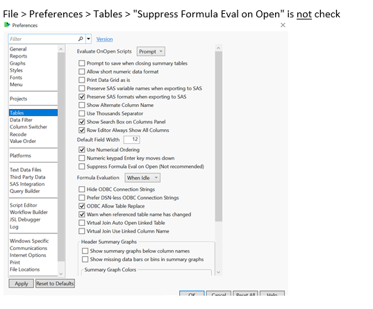 Solved: Need help with JMP 17 / Suppress formula evaluation - JMP User Community