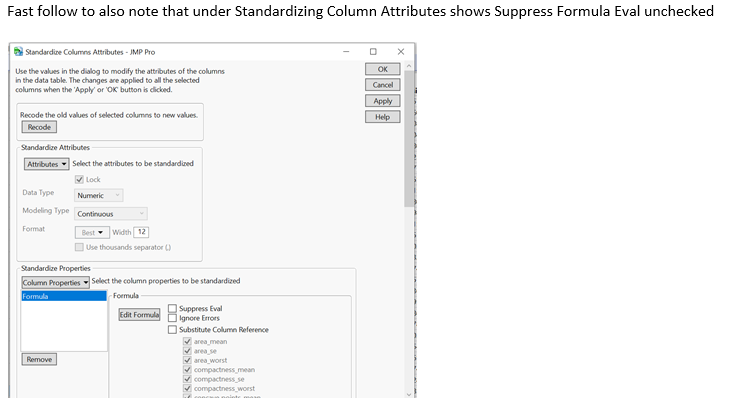 Solved Need Help With Jmp 17 Suppress Formula Evaluation Jmp User Community