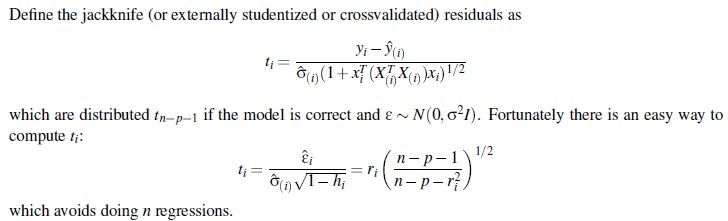 Solved: Formula behind externally Studentized Residuals - JMP User Community