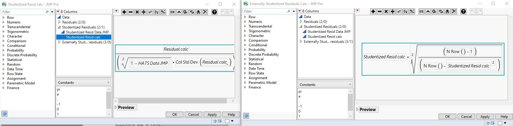 Solved: Formula behind externally Studentized Residuals - JMP User ...