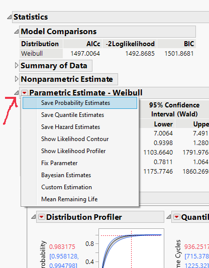 How to output probability value from Life Distribution? - JMP User ...