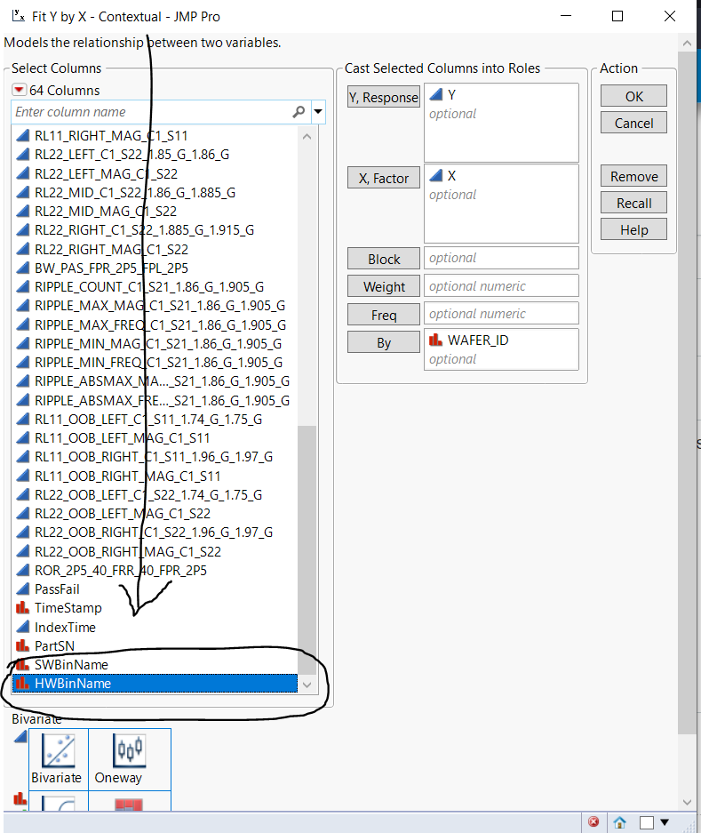 How To Create All Column Option In Fit Y By X Jmp User Community
