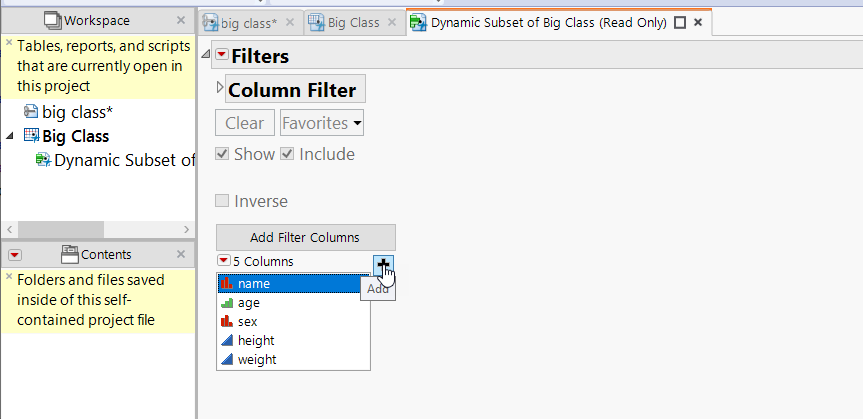 Column Filters - JMP User Community