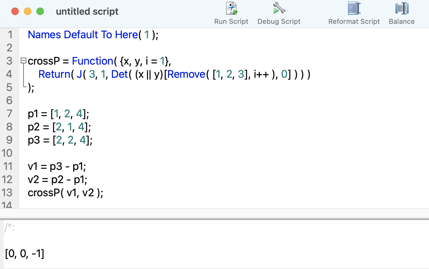 How to calculate Vector Cross Product - JMP User Community