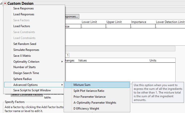 Solved I Would Like To Set A Mixture Design Doe With One Factor Being Discrete In Jmp