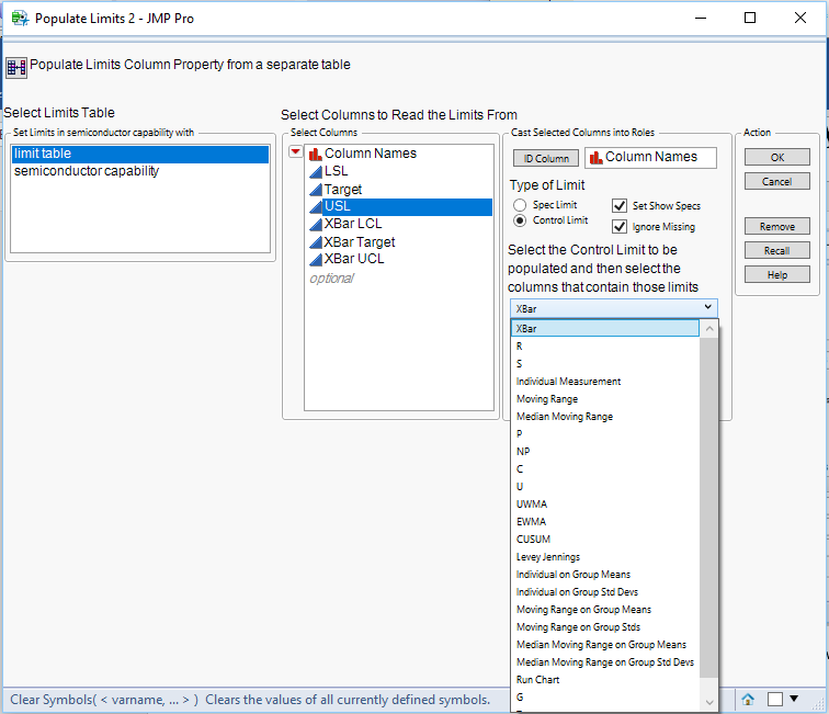 Write Limits To A Data Table From A Limits Table Jmp User Community 4881