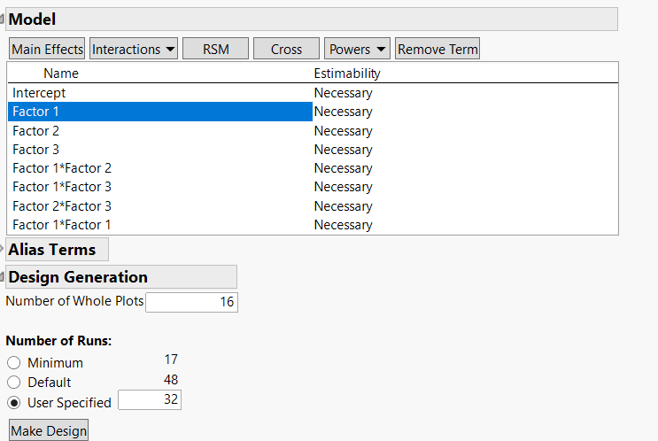 Solved: Split plot DoE (limiting number of trial runs per day) - JMP ...