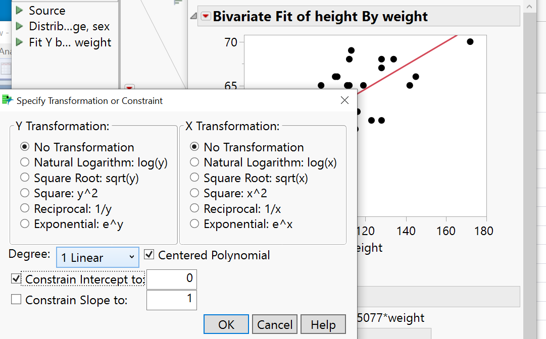 Graph Builder: Fit of line -disable y offset? - JMP User Community