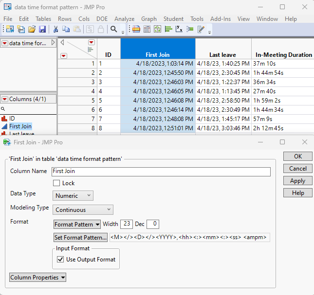 How Can I Use Format Pattern To Informat Data Time Help Needed Jmp