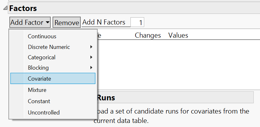 How to add parameter after designing the experiment? - JMP User Community