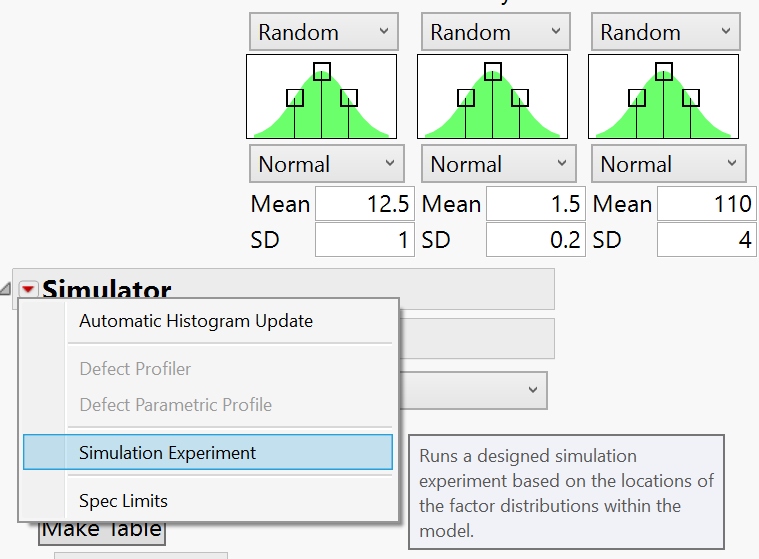 Prediction Profiler simulator change variables from the table - JMP ...