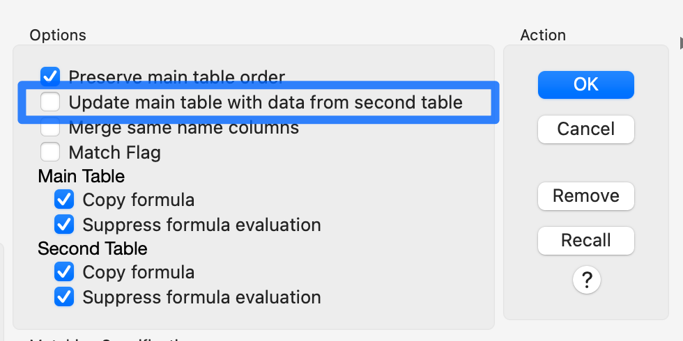Tables join: option to update main table - JMP User Community