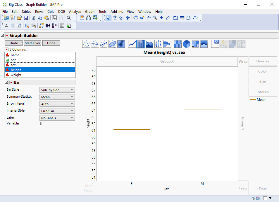 Solved: How do I create normal bars on my bar graph? - JMP User Community