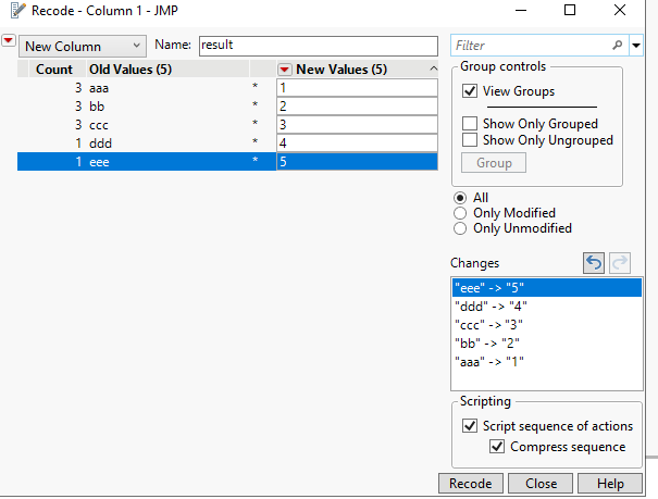 How to create number based on group in a column - JMP User Community