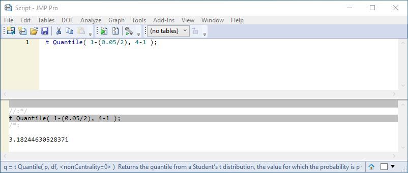 Solved: Calculation of t-distribution, JMP 13 - JMP User Community