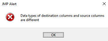 Provide destination column name for this alert: "Data types of ...