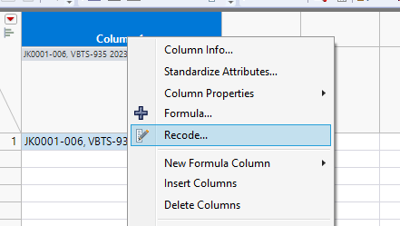 Solved: How can I scan the text in one column, and put a key term into another column? - JMP ...