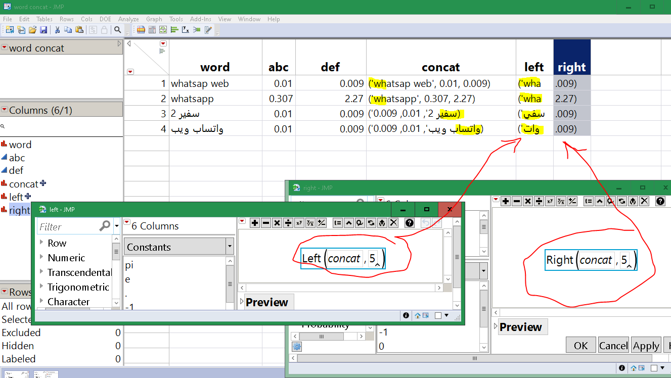 Solved: concatenate direction changes direction when using arabic text - JMP User Community