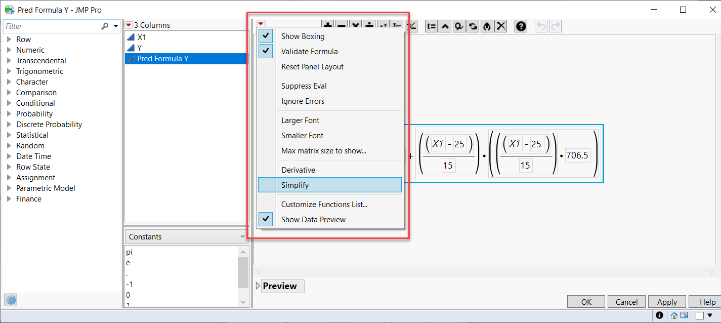 Solved: Regression model does not provide correct quadratic equation - JMP User Community