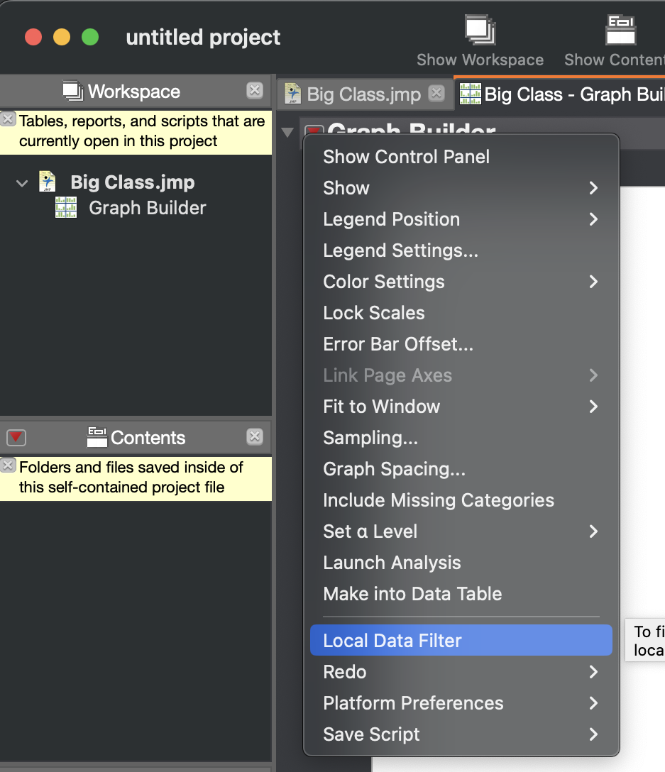 Solved: No local filtering in project on macOS ? - JMP User Community