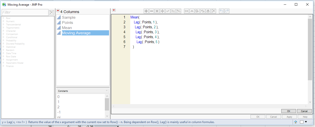 Solved Moving Average And Weighted Moving Average On A Data Set Jmp