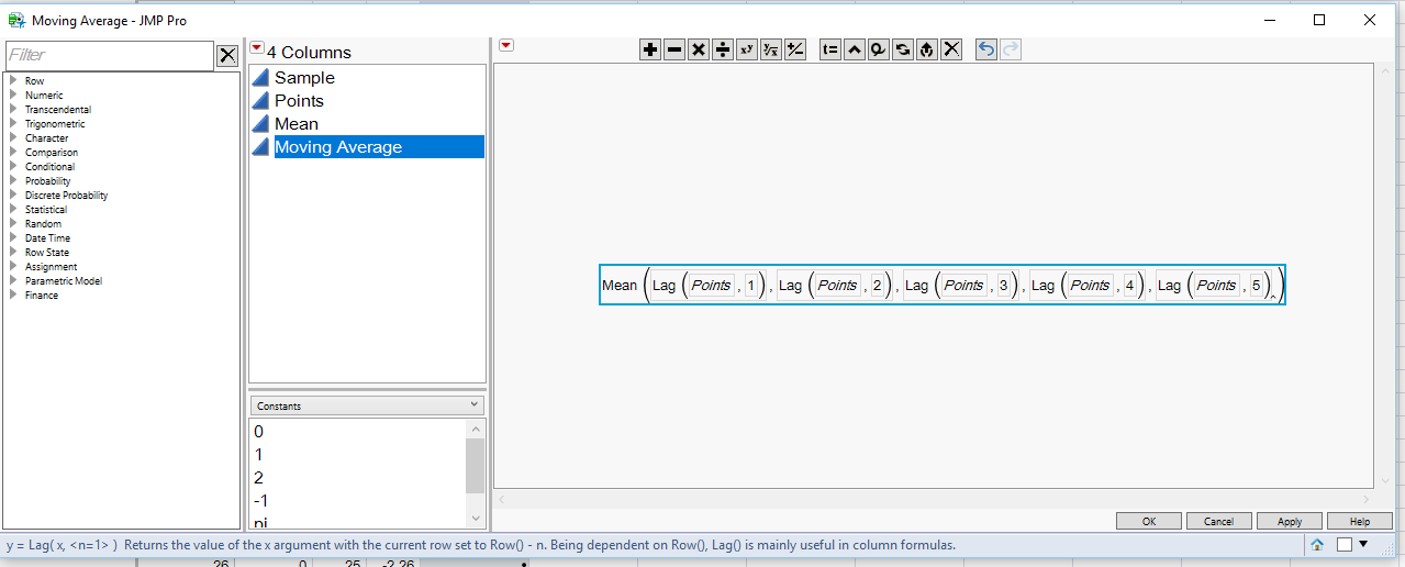 Solved Moving Average And Weighted Moving Average On A Data Set Jmp