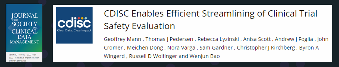 'CDISC Enables Efficient Streamlining of Clinical Trial Safety ...
