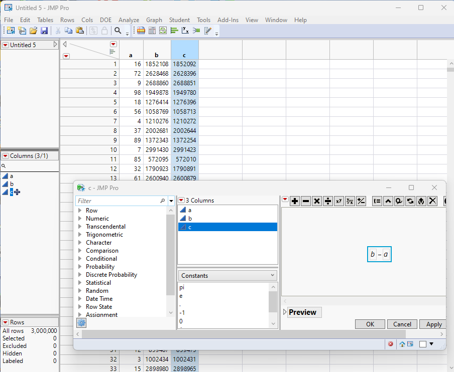 Solved: Subtraction in Column Formula Slow - JMP User Community