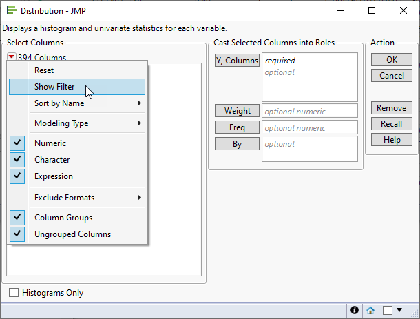 Filter and Search Columns - JMP User Community