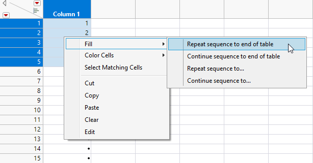 Fill a Column with Values - JMP User Community