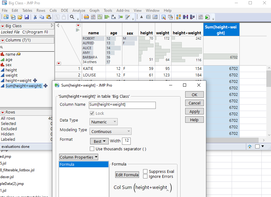 Solved: Column formula dependency cycle error - JMP User Community