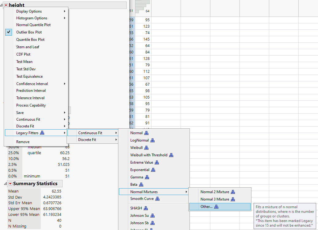Solved: How do I fit a normal 4 mixture to a distribution? - JMP User ...