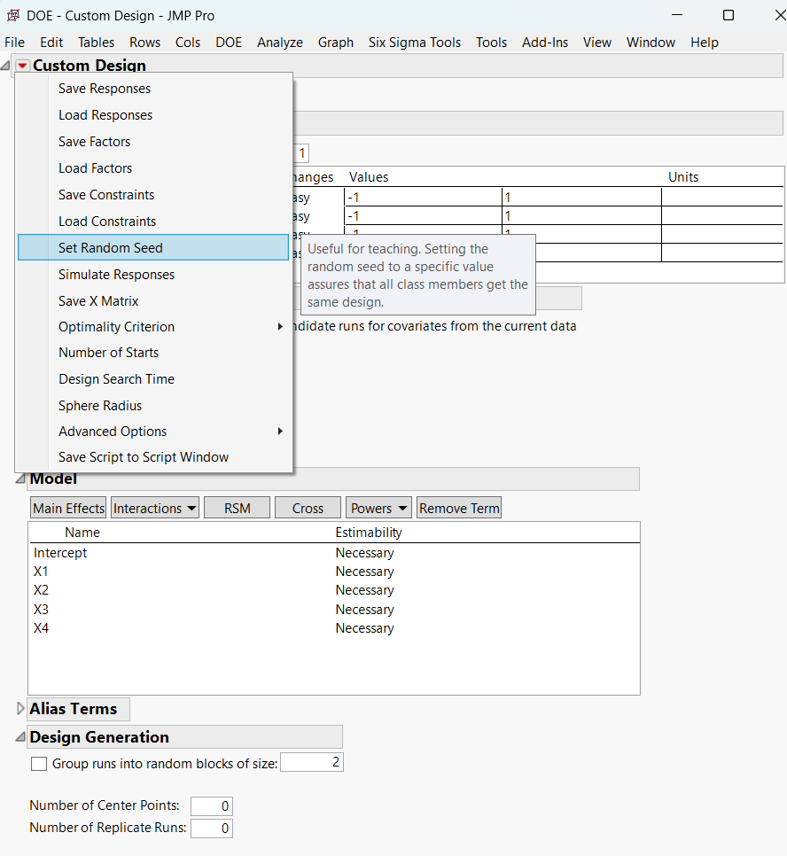 Solved: Is it possible to make DOE generation reproducible? - JMP User ...