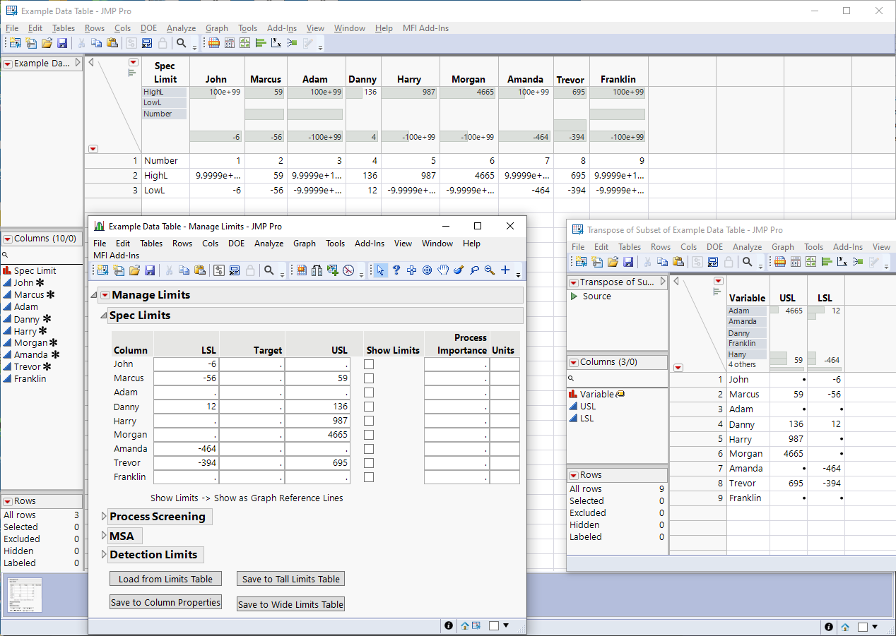 Set spec limit columns properties from row selection - JMP User Community Set spec limit columns properties from row selection - JMP User Community
