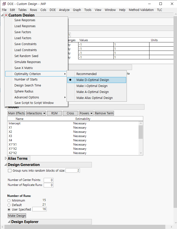 Solved How To Make D Optimal Design Properly Jmp User Community