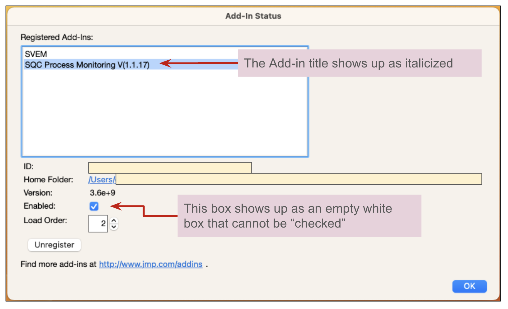 Solved Under Add Ins Viewer One Person Mac Os Cannot Check The Enable Add Ins Box