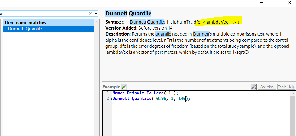 Dunnett Quantile - JMP User Community
