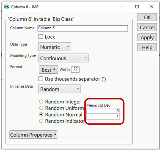Random data generation menu - JMP User Community