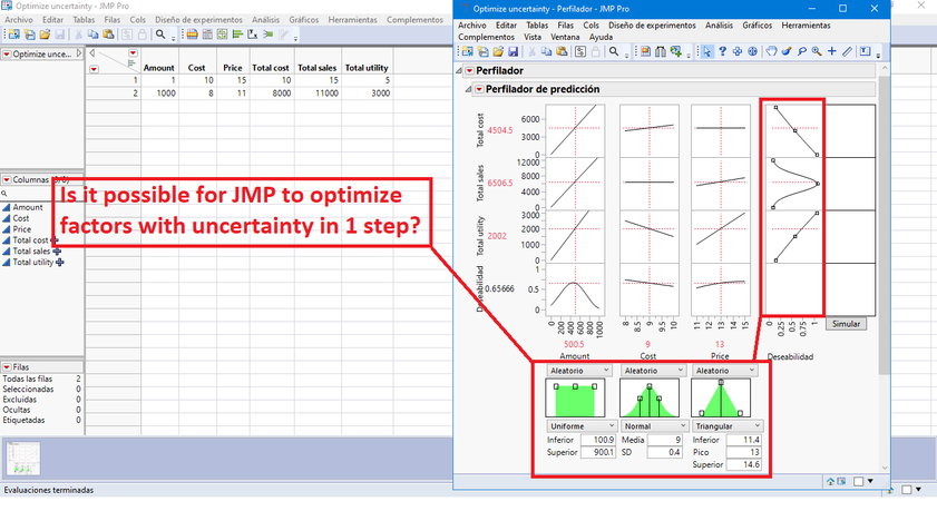 How to optimize factors with uncertainty in 1 step with JMP? - JMP User ...