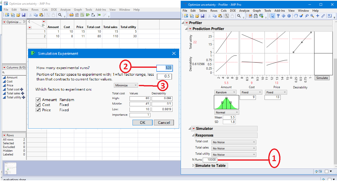 How to optimize factors with uncertainty in 1 step with JMP? - JMP User Community