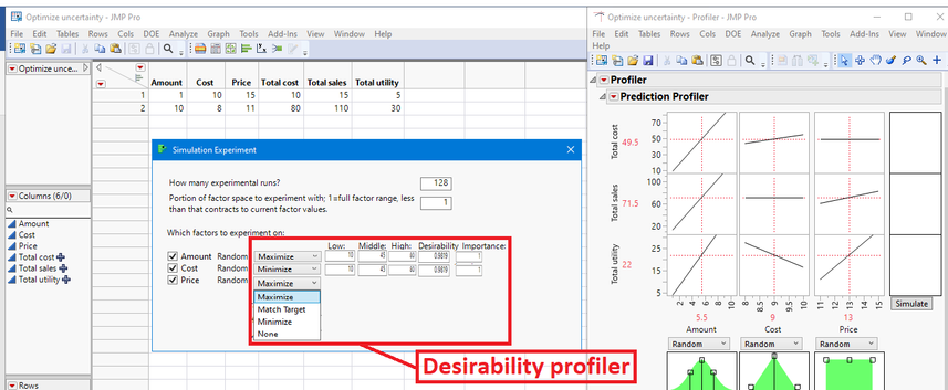 How to optimize factors with uncertainty in 1 step with JMP? - JMP User ...
