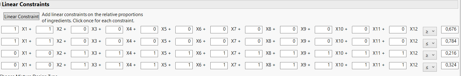 Solved: How to set the range for mixture components and linear constraint in Extreme Ver ...