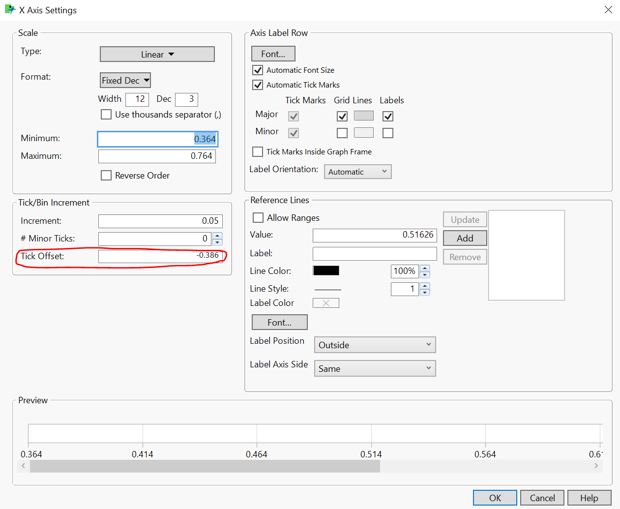 How to configure the axis to make the grid line right on my numbers? - JMP User Community