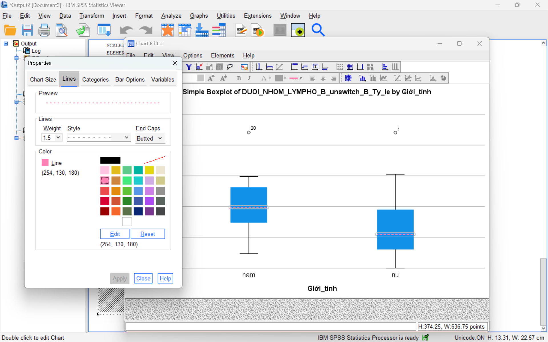Solved: Change color any line of boxplot - JMP User Community