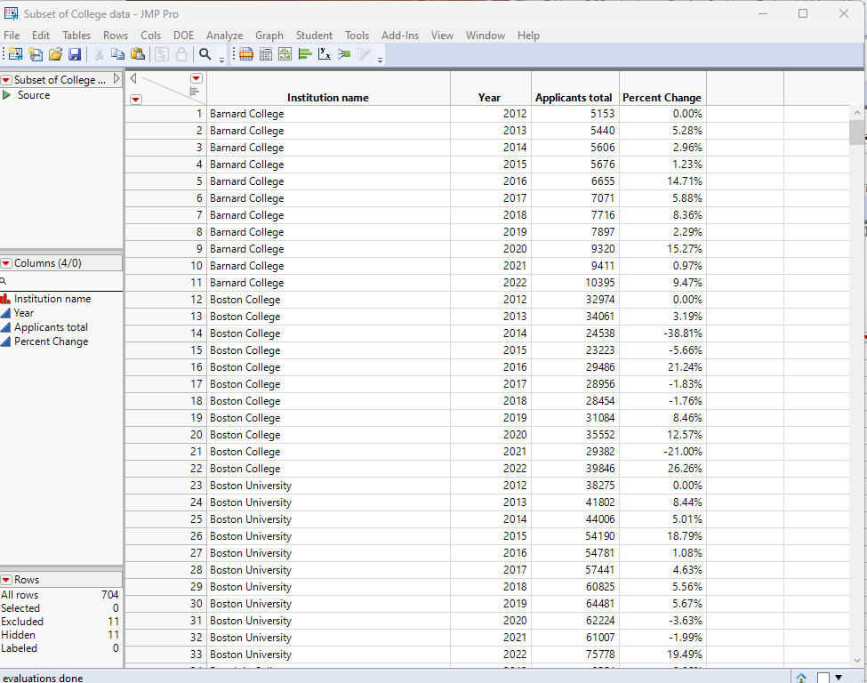 Solved: How to calculate percentage change applicants by school year over year? - JMP User Community