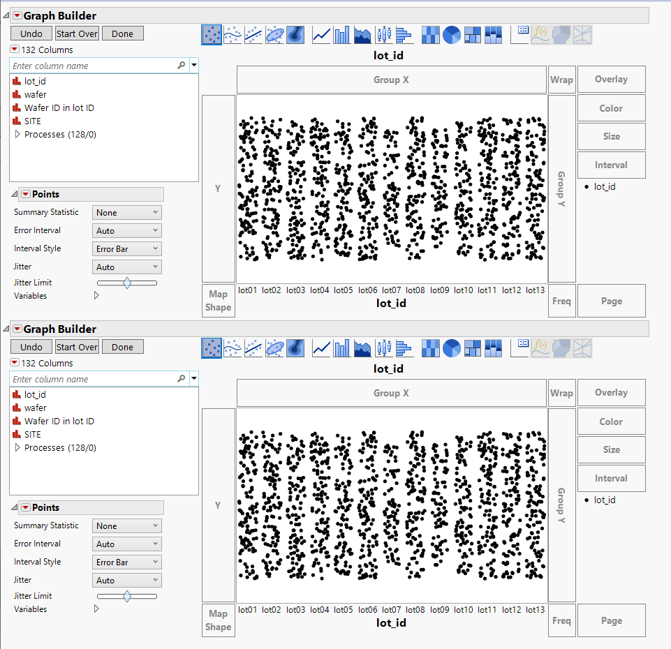 Can Columns Be Plotted In Graph Builder Be Separated By Page Using A Column Name Jmp User 