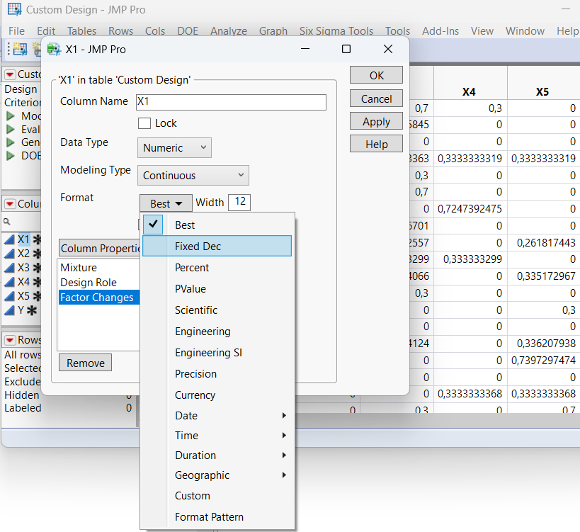 Solved: Random decimals incorporated in mixture screening design - JMP User Community