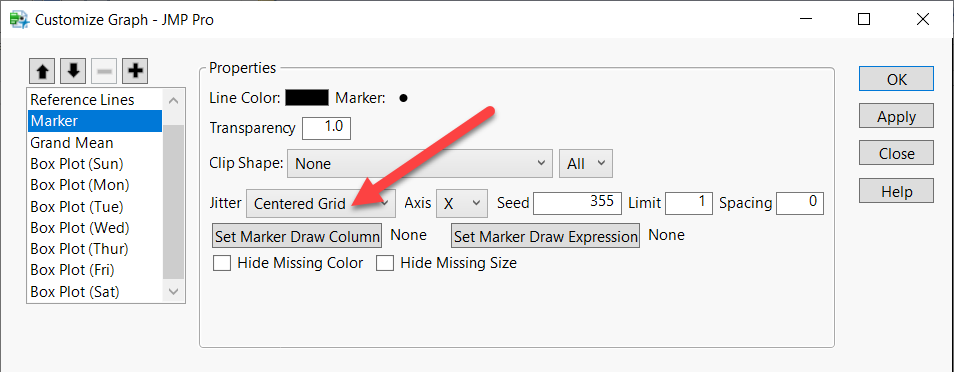 Solved: Jmp17 boxplot points spread - JMP User Community