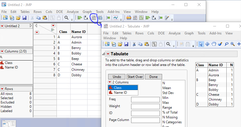 Update table and keep grouped columns - JMP User Community