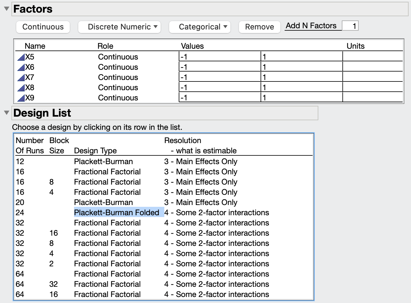 Solved: Plackett-Burman Folded - JMP User Community
